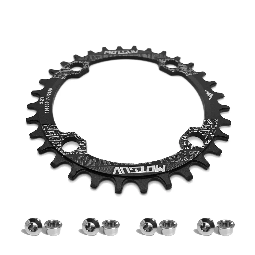 Mountain bike bicycle Chainring 104BCD 32T 34T 36T 38T Narrow Wide Single Chain Ring with 4 ...