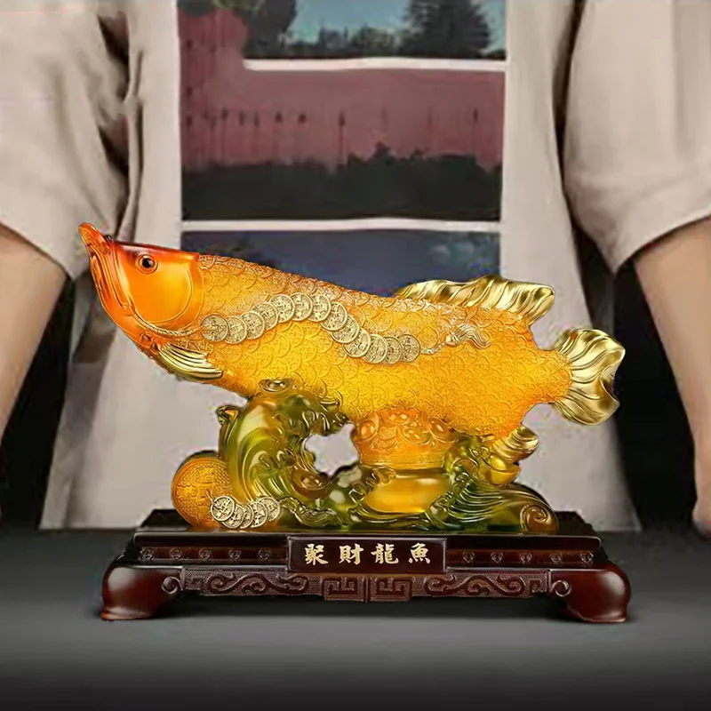 Arowana-Decorative-Mascot-Statue-Resin-Sculpture-Luxury-Home-Room ...