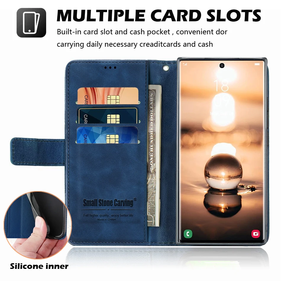 Для Samsung Galaxy Note 10 Plus Чехол-книжка из кожи с магнитной ...