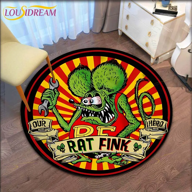 Rat Fink Rug Retro Round Rug Living Room Decor Mancave Rug Floor Mats ...