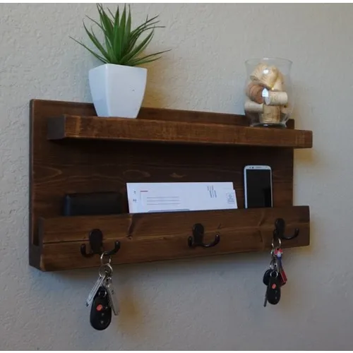 Wooden-Coat-Rack-Shelf-Hook-Keychain-Doorway-Solid-Wood-Decorative-Wall ...