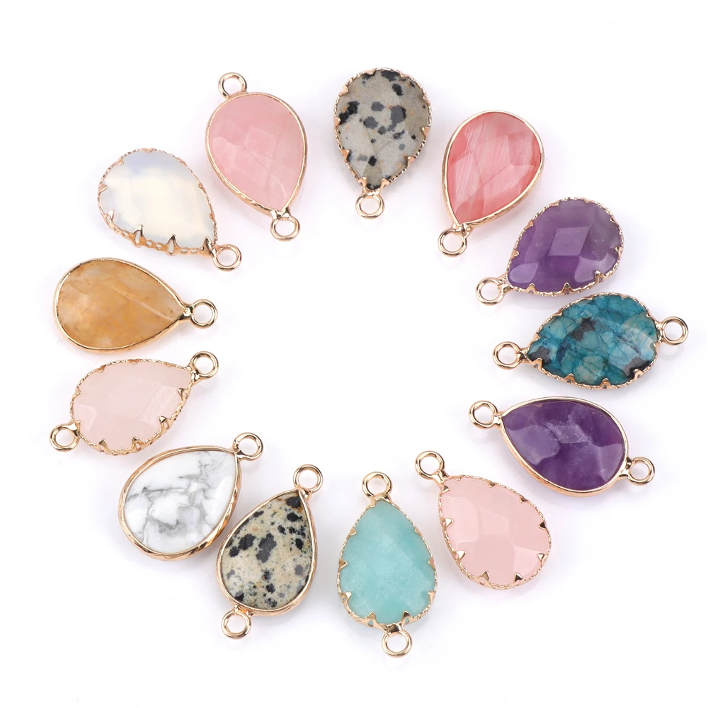 Wholesale-5Pcs-Lot-Water-Drop-Shape-Stone-Pendant-Smooth-Faceted-Stone ...