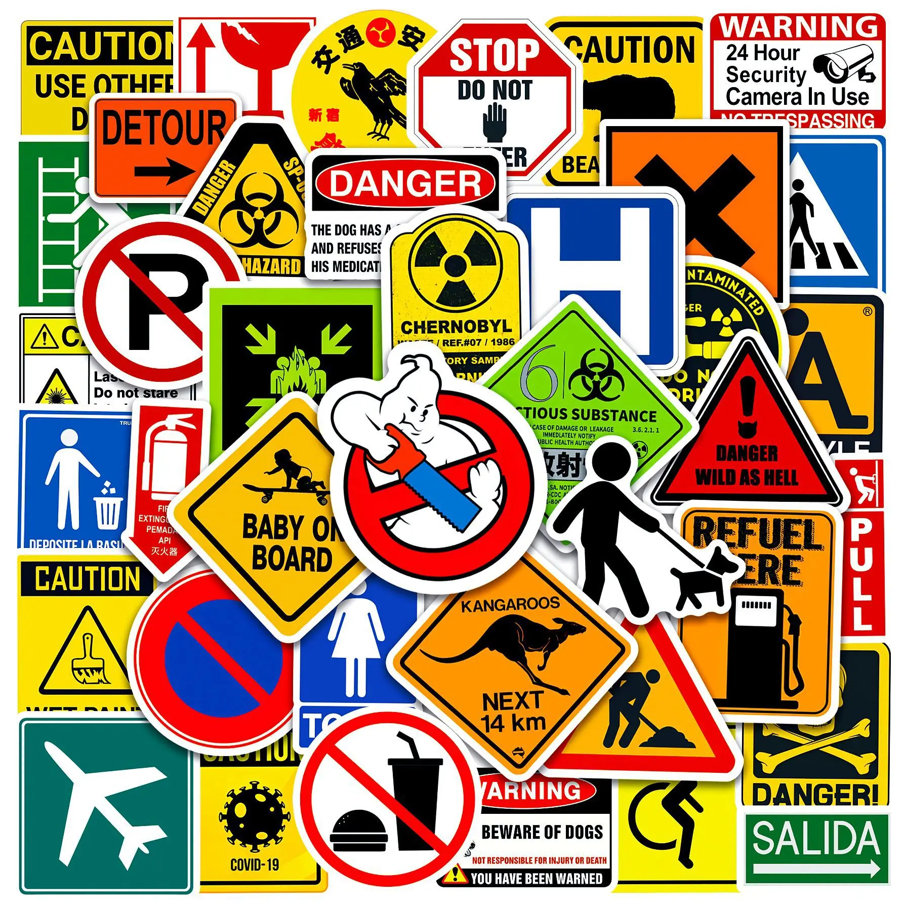 50pcs-Funny-Warning-Signs-Warning-Graffiti-Stickers-Warning-Signs-Logo ...