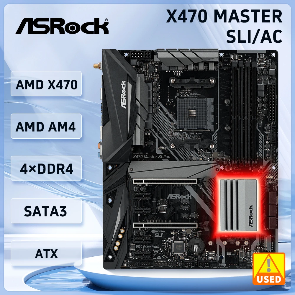 X470-Motherboard-ASRock-X470-MASTER-SLI-AC-AMD-AM4-4xDDR4-64GB-USB-3-1 ...