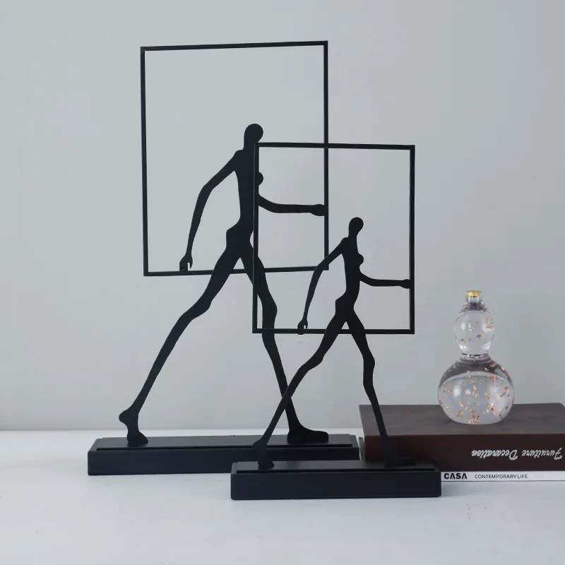 Metal Handicraft Abstract Wrought Iron Figures Square Frame Walking ...