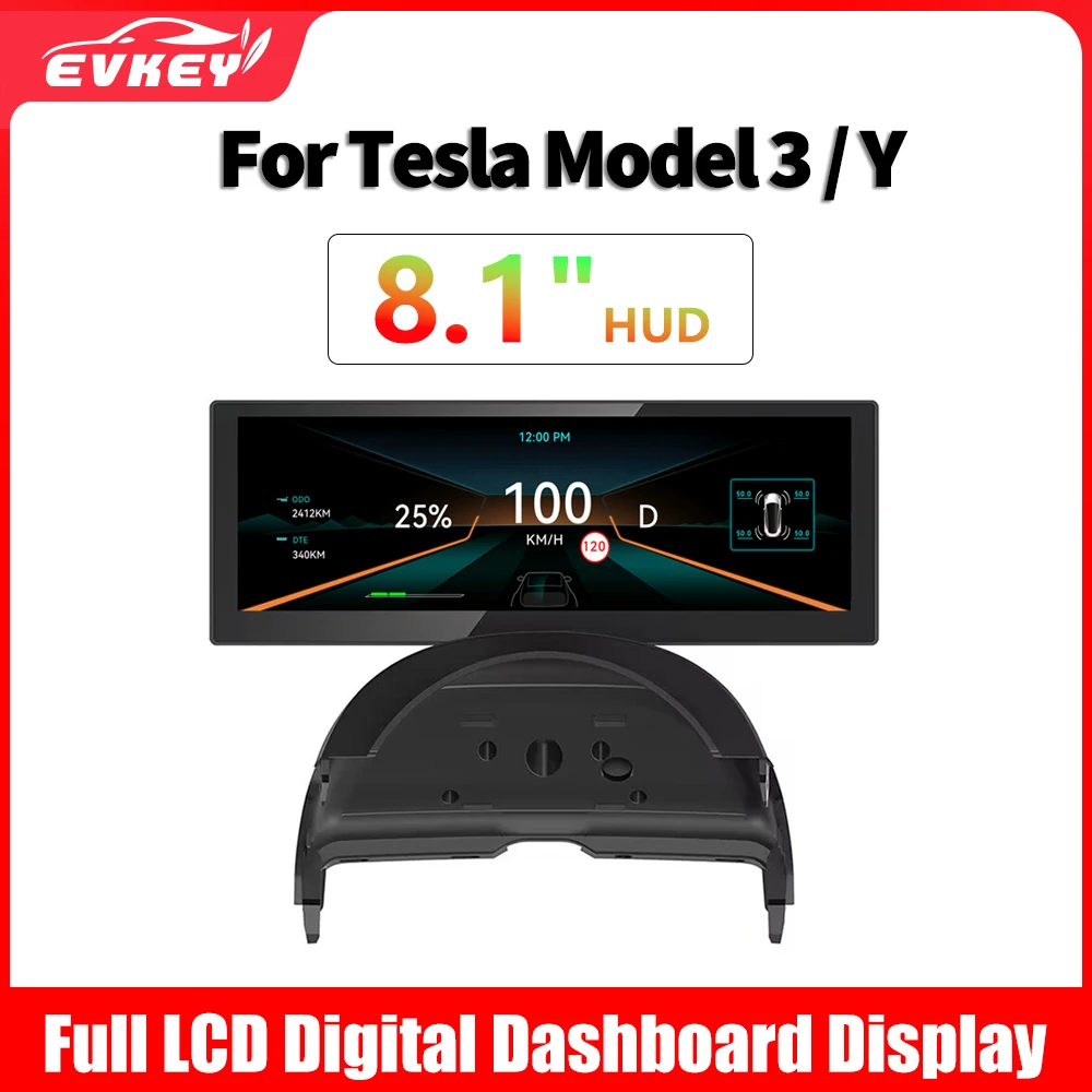 EVKEY 8.1 inch For Tesla Model Y 3 Display Dashboard Cluster Instrument ...