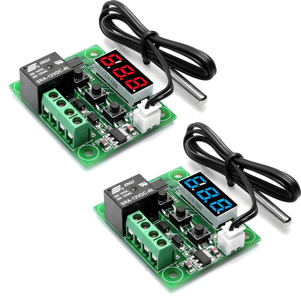 W1209 Blue/Red light DC 12V heat cool temp thermostat temperature ...