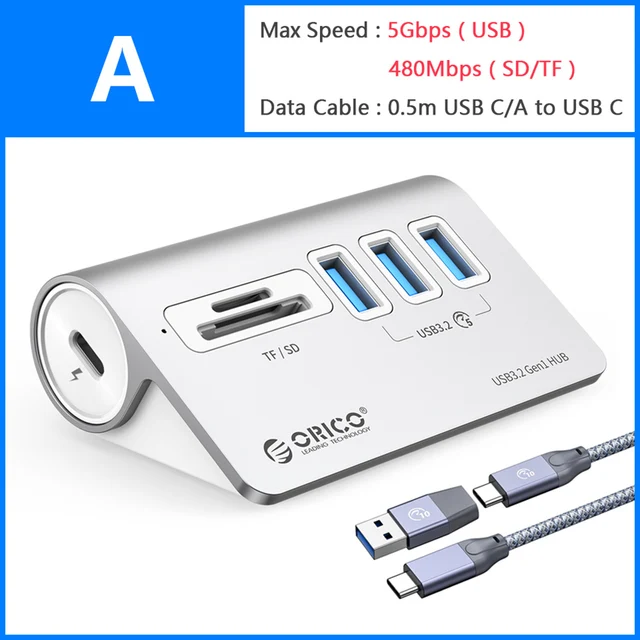ORICO Multi USB 3.2 Port Splitter USB A Type C Hub Multiple 4 Slot Dock ...