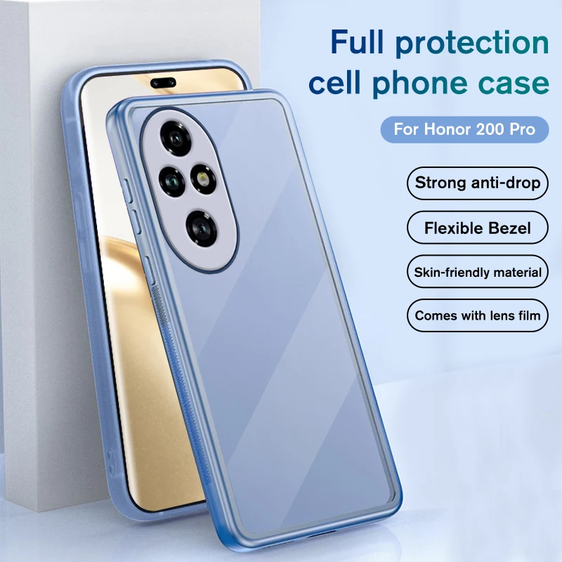 Skin Feel Transparent Matte Phone Case For Honor 200 Pro 5G With Lens ...