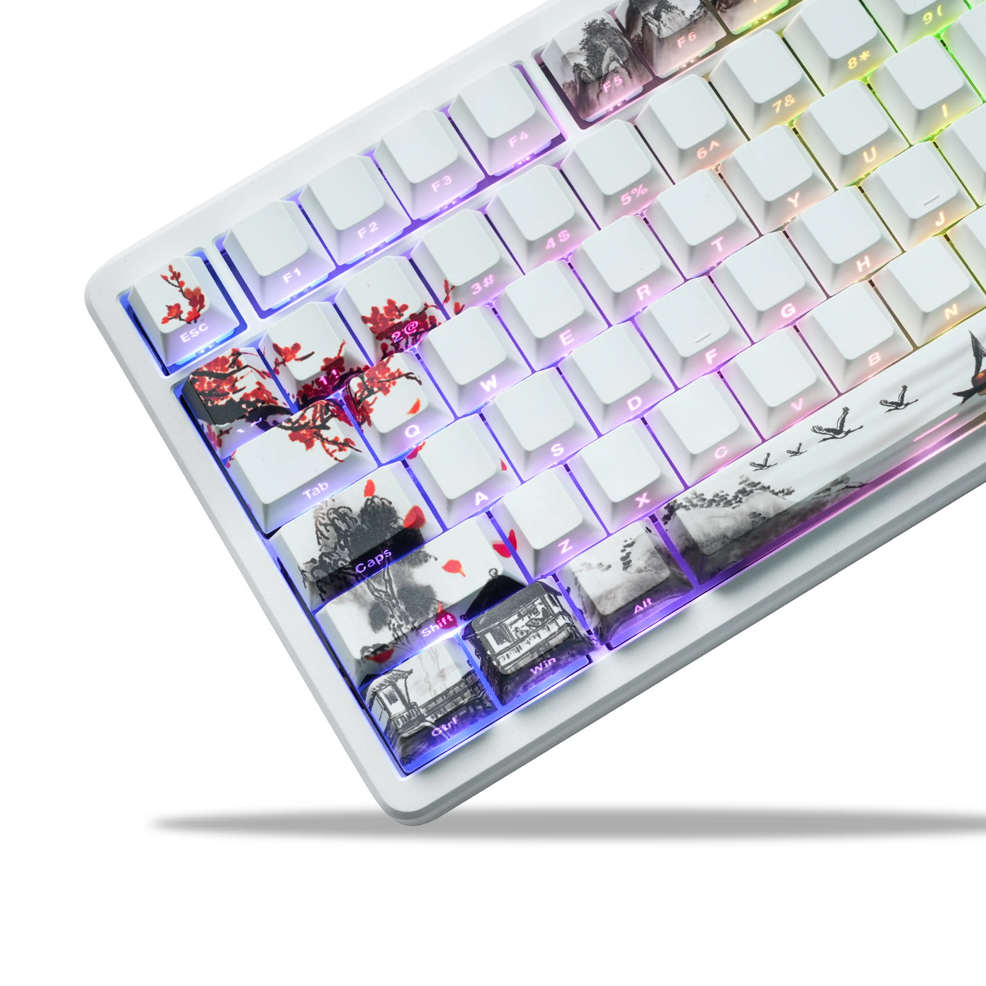 Custom-Side-Print-Shine-Atrav-s-de-Keycaps-Plum-Blossom-Dye-Sub-Double ...