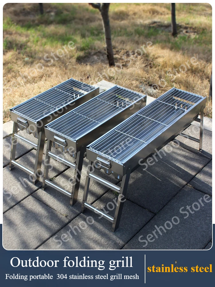 Thickened-stainless-steel-grill-Outdoor-portable-folding-grill ...