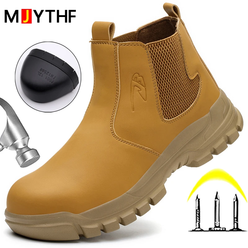 Men-Security-Leather-Boots-Steel-Toe-Shoes-Puncture-Proof-Work-Boots ...