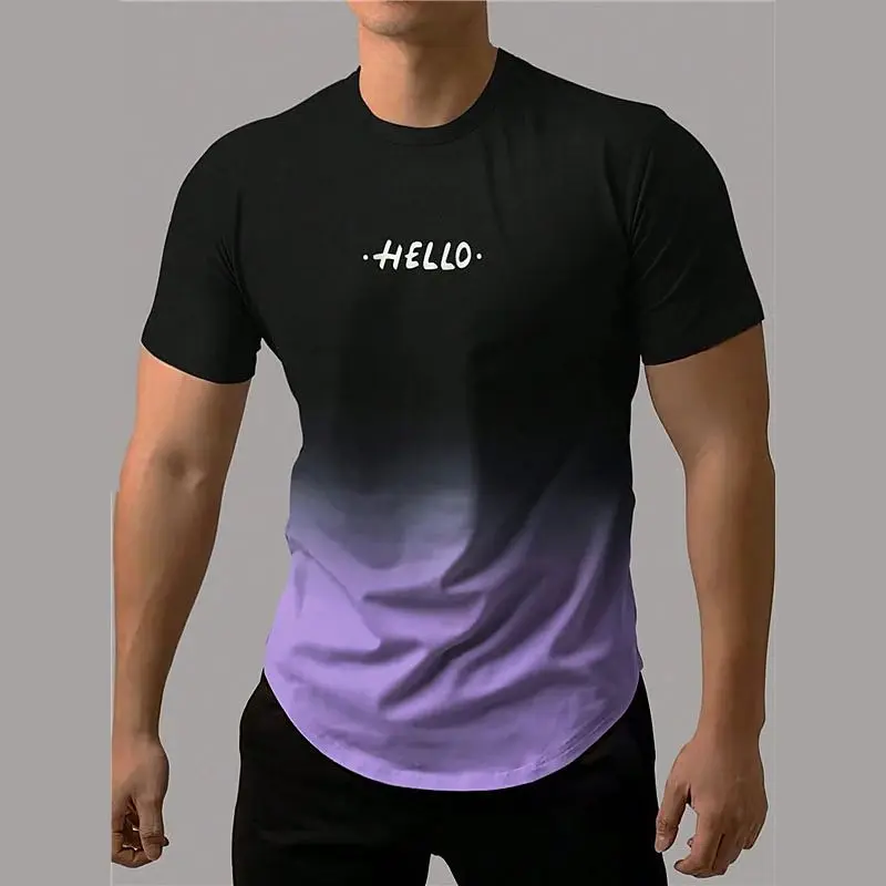 Pure-Color-Gradient-Men-s-T-Shirt-Letter-Printing-Top-Summer-Fashion ...