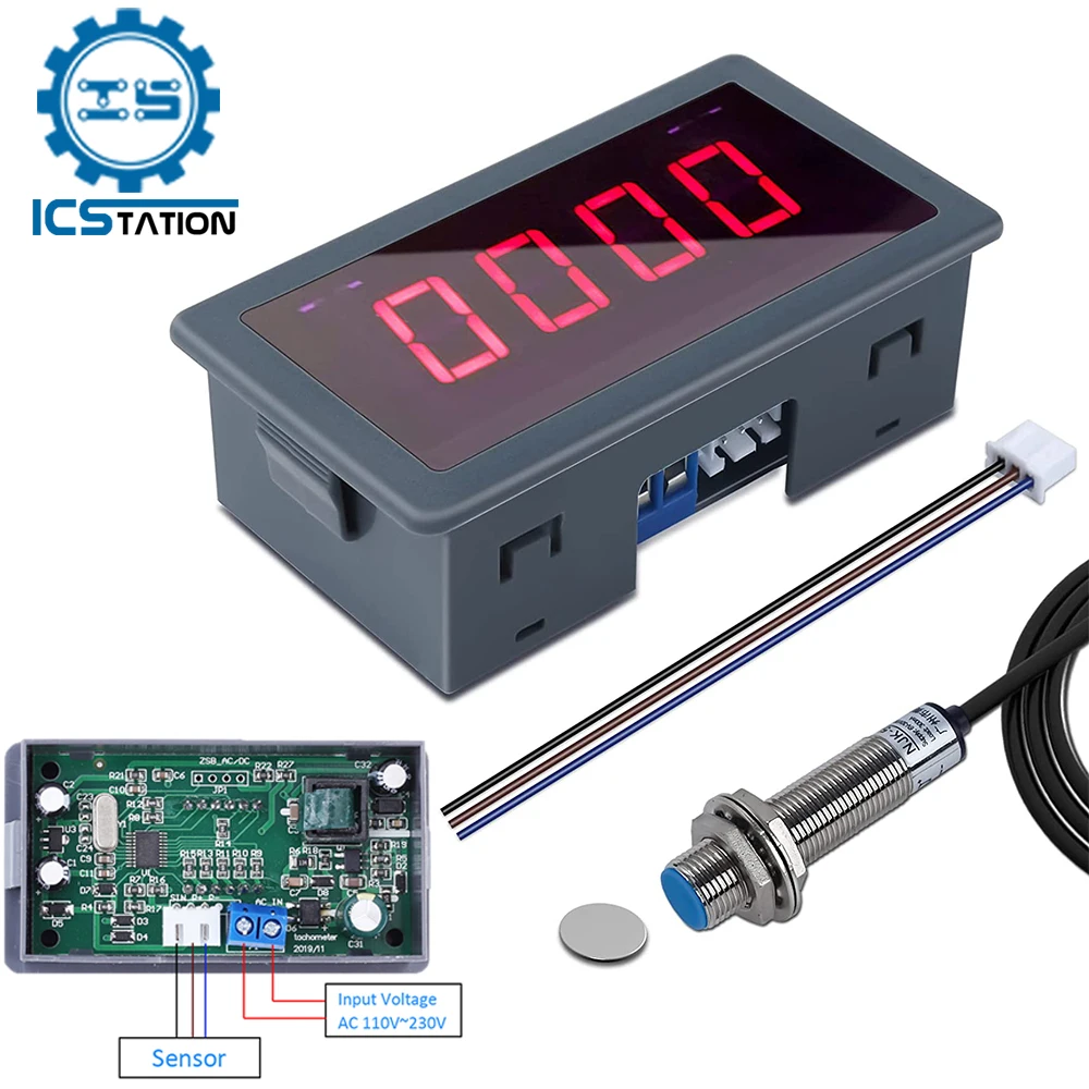 Digital-LED-Tachometer-RPM-Speed-Meter-AC-110V-220V-4Bit-Motor ...