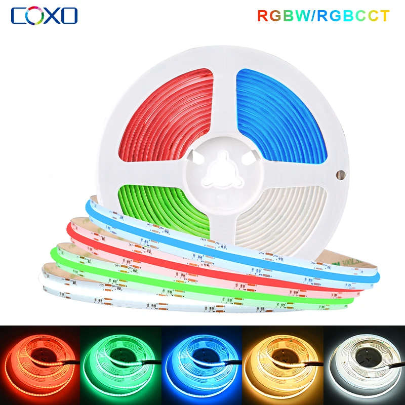 Tira-de-luces-LED-RGBCCT-COB-iluminaci-n-Flexible-de-alta-densidad ...
