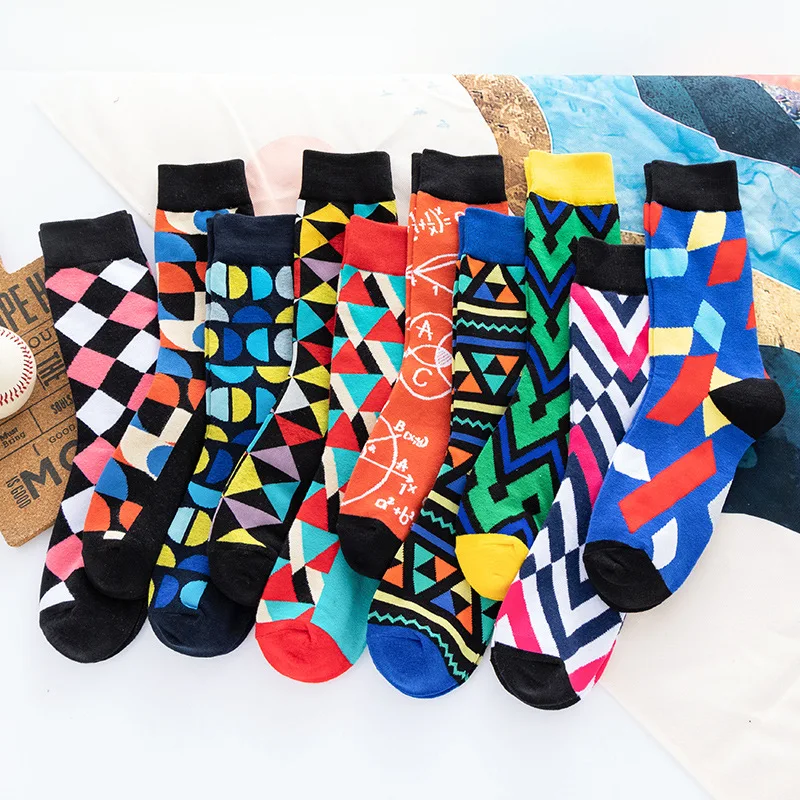 New-Geometric-Socks-Women-Cotton-Long-Socks-Trade-with-Diamond ...