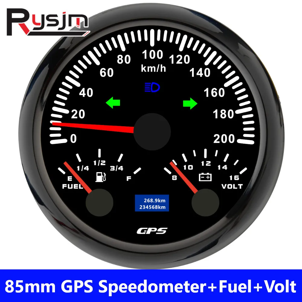 85mm 3 IN 1 Gauge 120kmh 200km/H GPS Speedometer+Fuel Level Meter ...