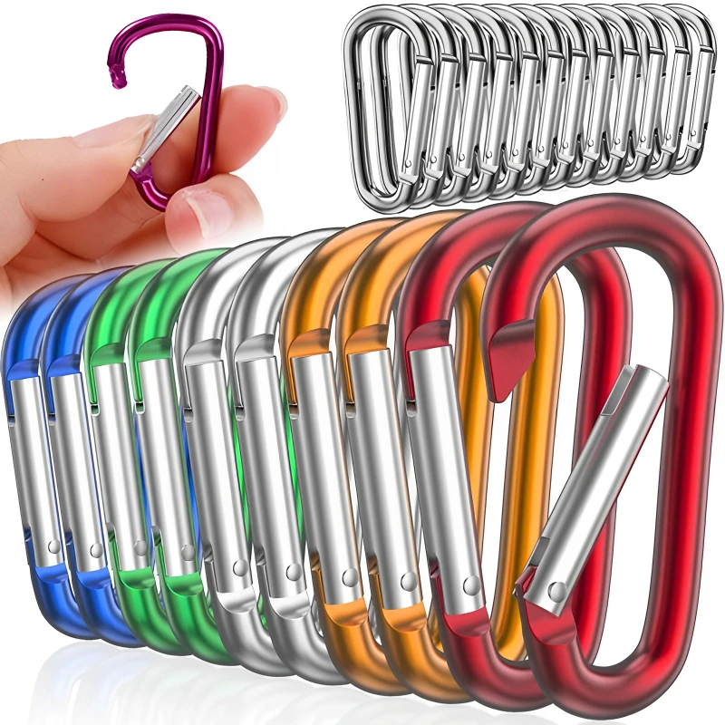 20pcs Aluminum Carabiner Key Chain Clip Multi Colors Carabiner Camping ...
