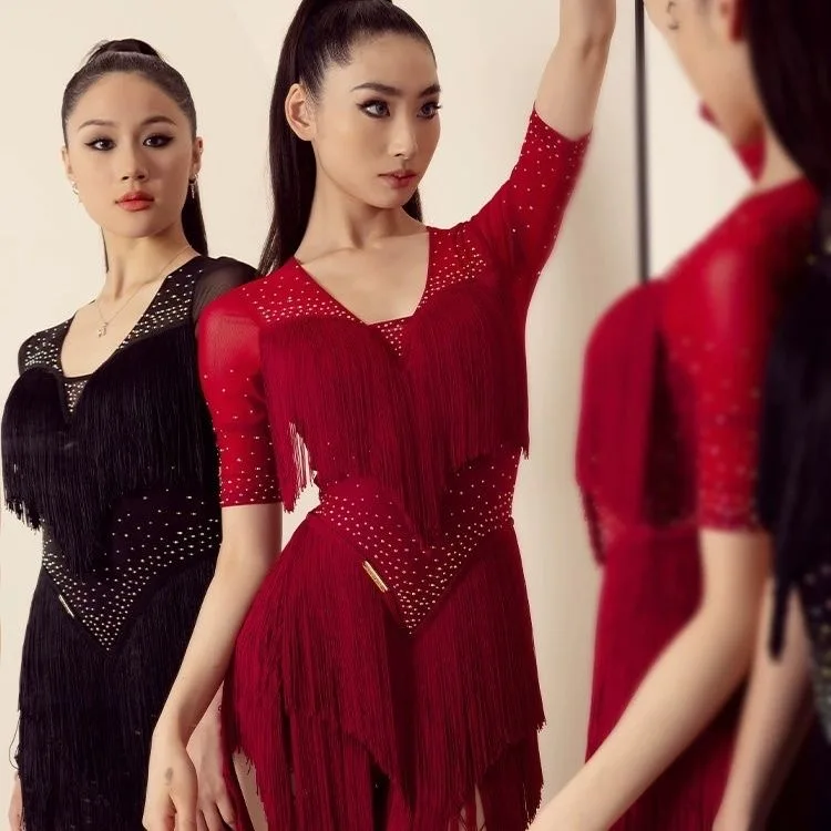 Vestido-de-flamenco-para-mujer-adulta-traje-de-baile-latino-con-flecos ...