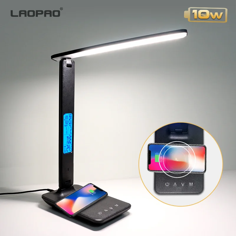Laopao 10w Qi Wireless Charging Led Desk Lamp With Calendar Temperature ...