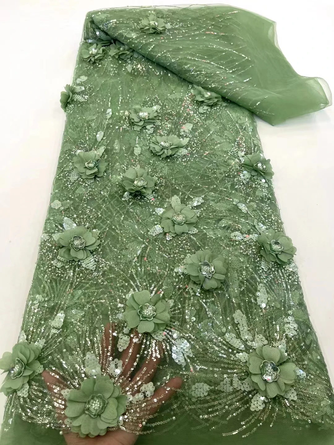 Luxurious-3D-Flowers-Fabric-2024-High-Quality-French-Embroidery ...