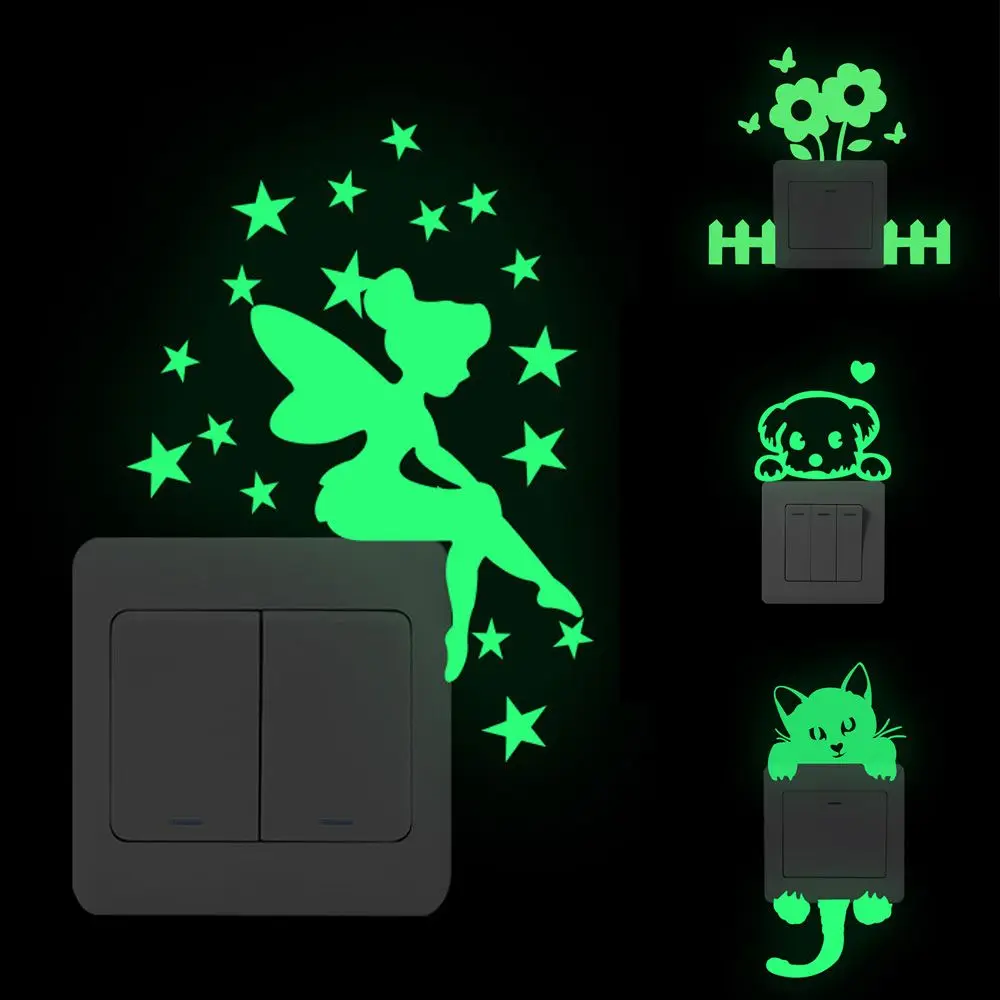 Pegatinas-de-pared-luminosas-con-patr-n-de-animales-y-gatos-PVC-ecol-gico-fluorescente ...
