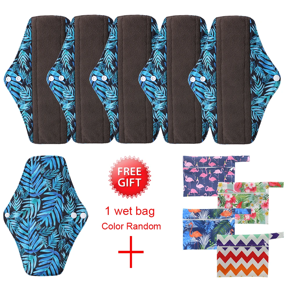 Reusable-Menstrual-Pads-Charcoal-Sanitary-Cloth-Pad-Cotton-Washable ...