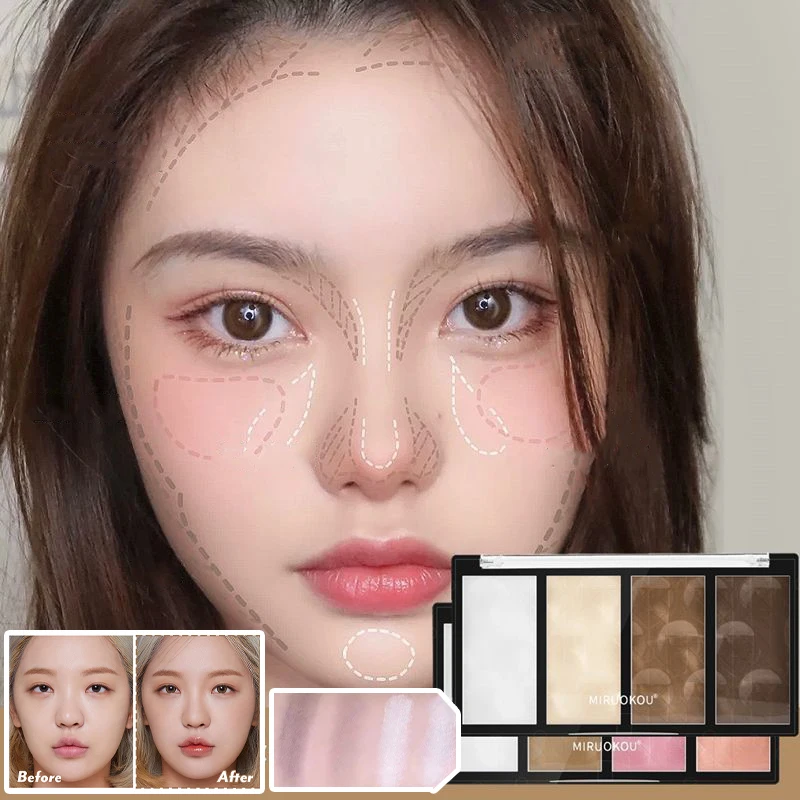 Contouring-Blush-Powder-Palette-V-Face-Highlight-Brightening-Natural ...
