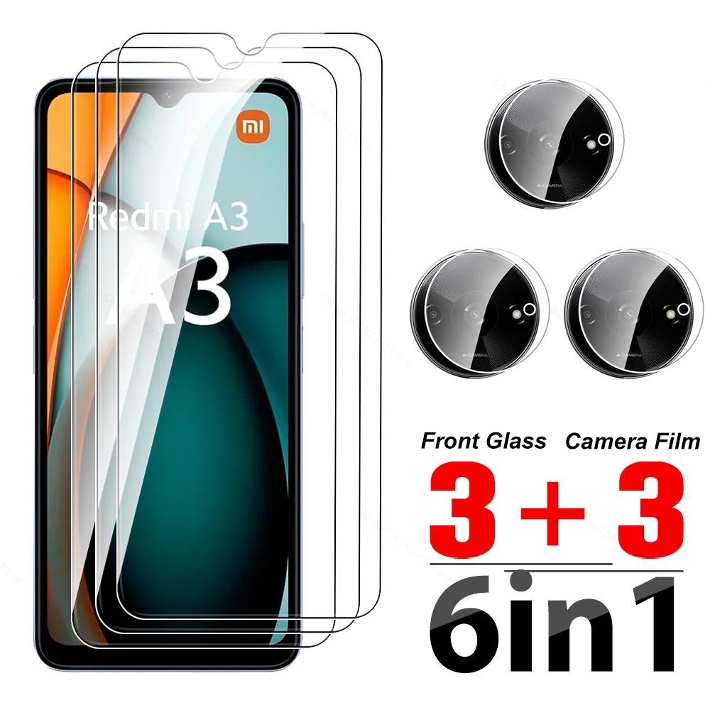 6 in 1 Glass For Redmi A3 A5 4G Full Cover Tempered Glass Case Xiaomi ...