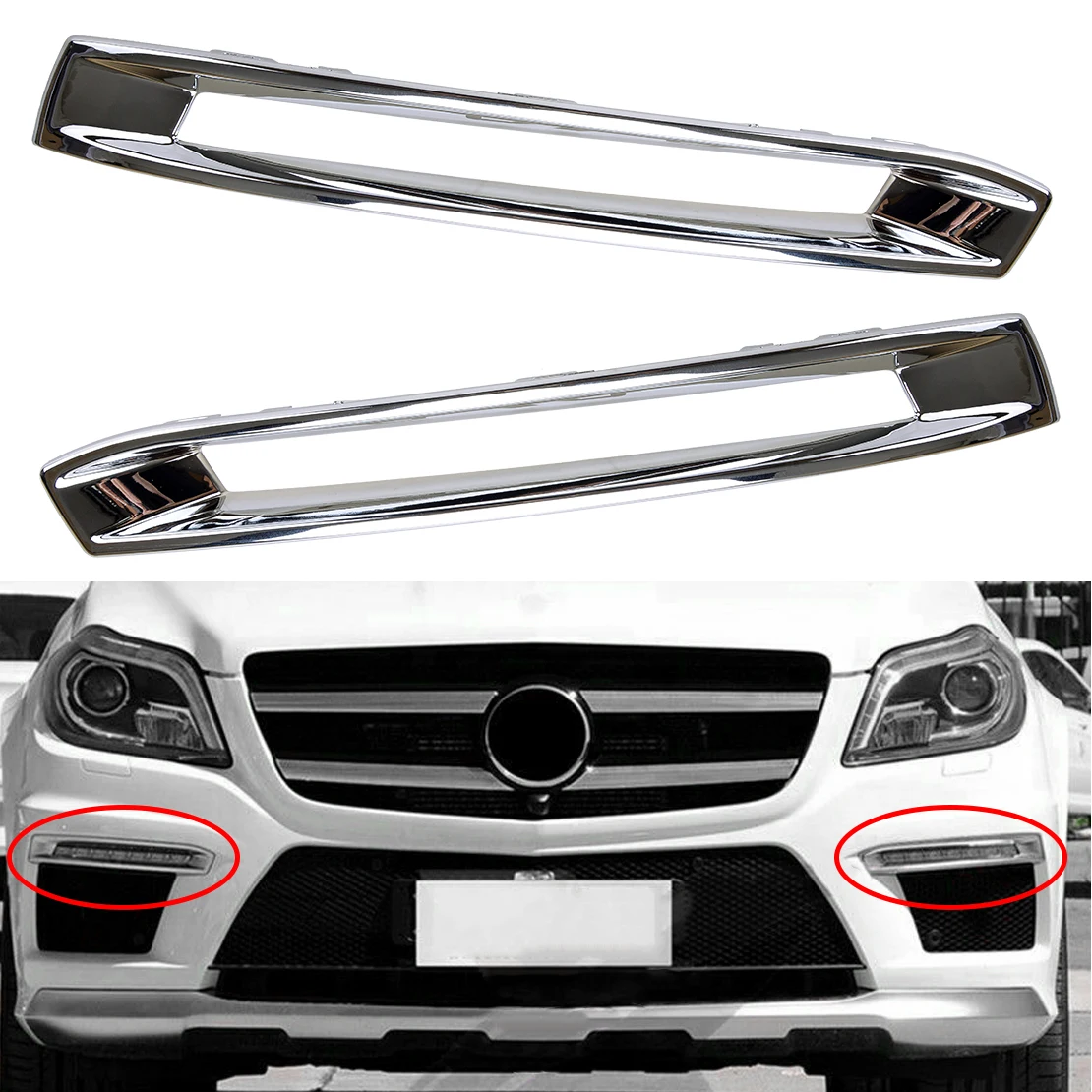 1-Pair-A1668851774-Front-Bumper-Fog-Light-Cover-Trim-Bezel-Fit-for ...