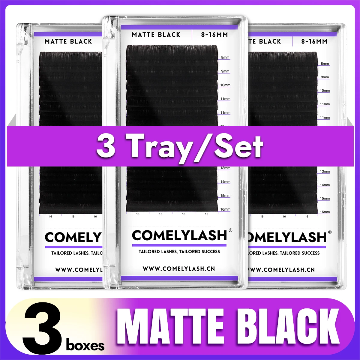 Comelylash-Matte-Black-individual-Eyelash-Extension-3Trays-8-15MIX ...