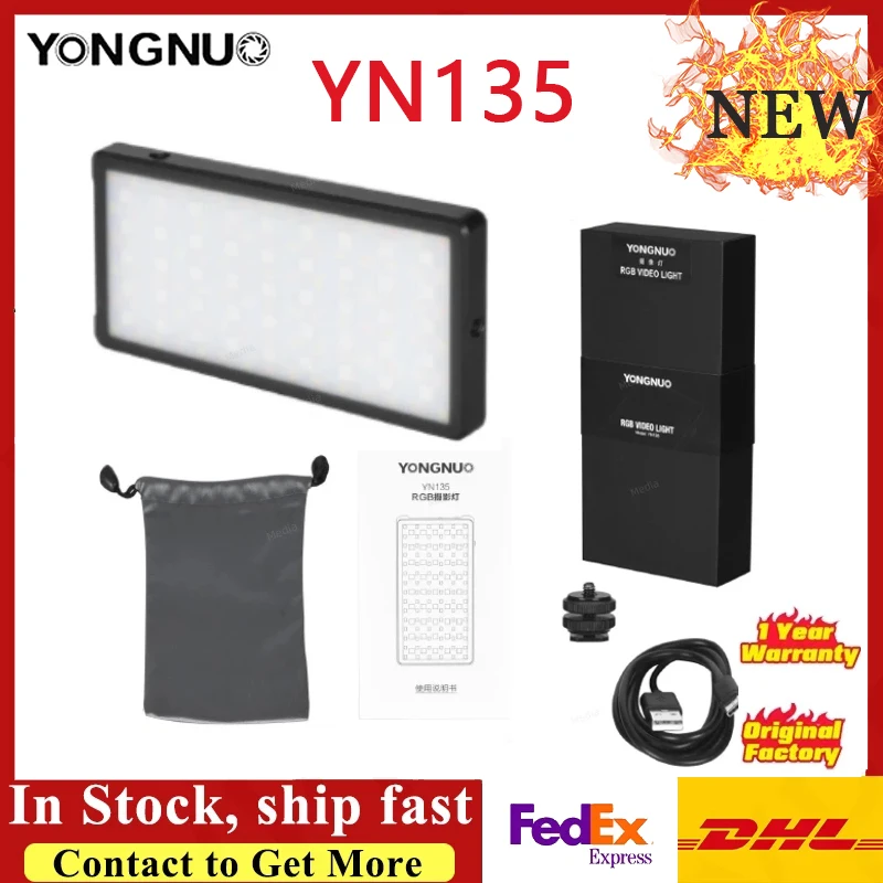 Yongnuo Yn135 Mini 12w Rgb Video Led Pocket Light Full Colorful Rechargeable Battery With Oled ...