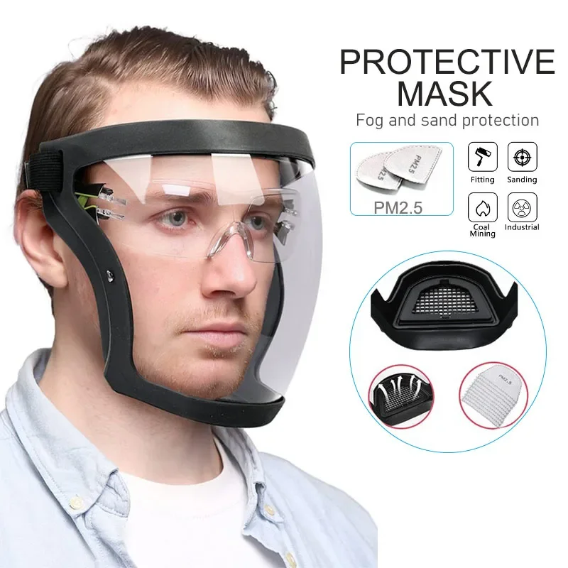 Work-Protection-Mask-Full-Face-Protector-Shield-Transparent-Facial ...