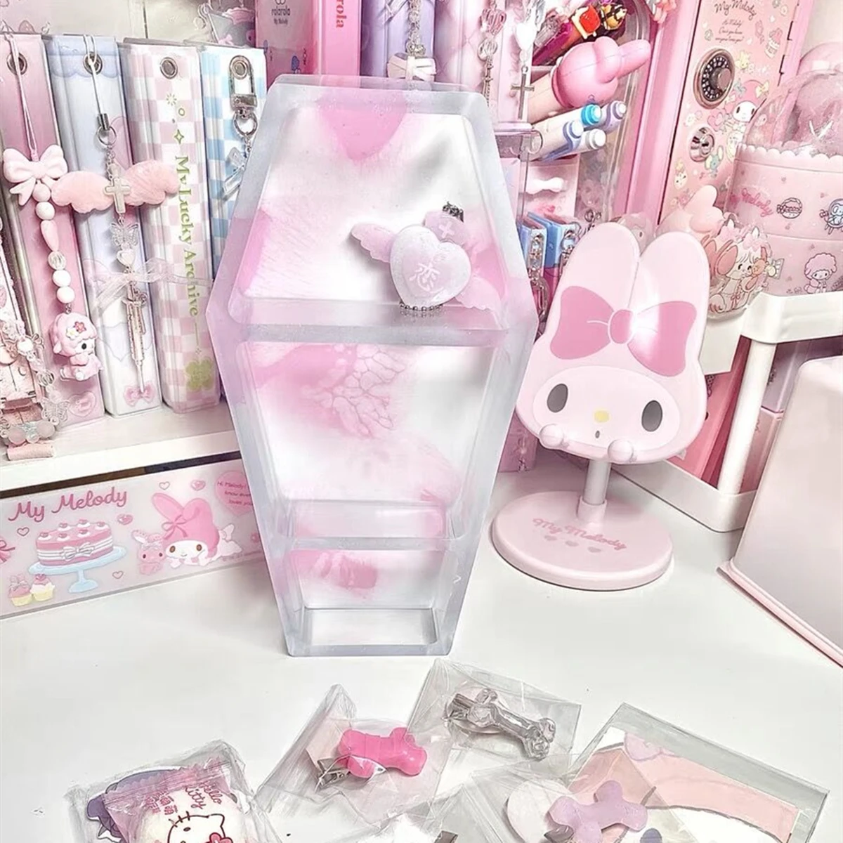 Desktop-mini-storage-rack-Super-cute-pink-handmade-shelf-Jewelry ...