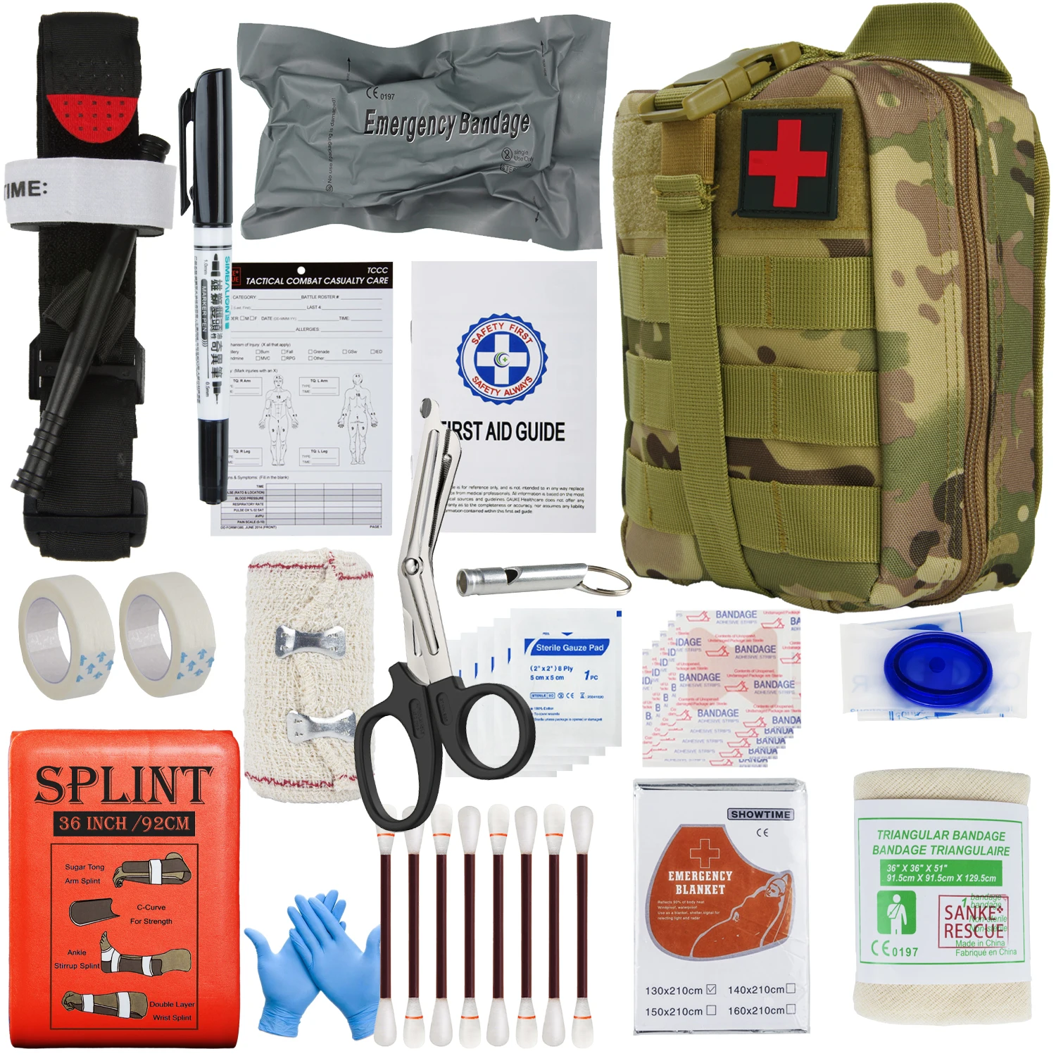 First Aid Survival Kit Tactical IFAK Pouch Supplied full set Molle ...