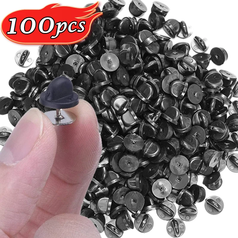 50-100Pcs-Black-PVC-Rubber-Pin-Backs-Butterfly-Clutch-Tie-Tack-Lapel ...