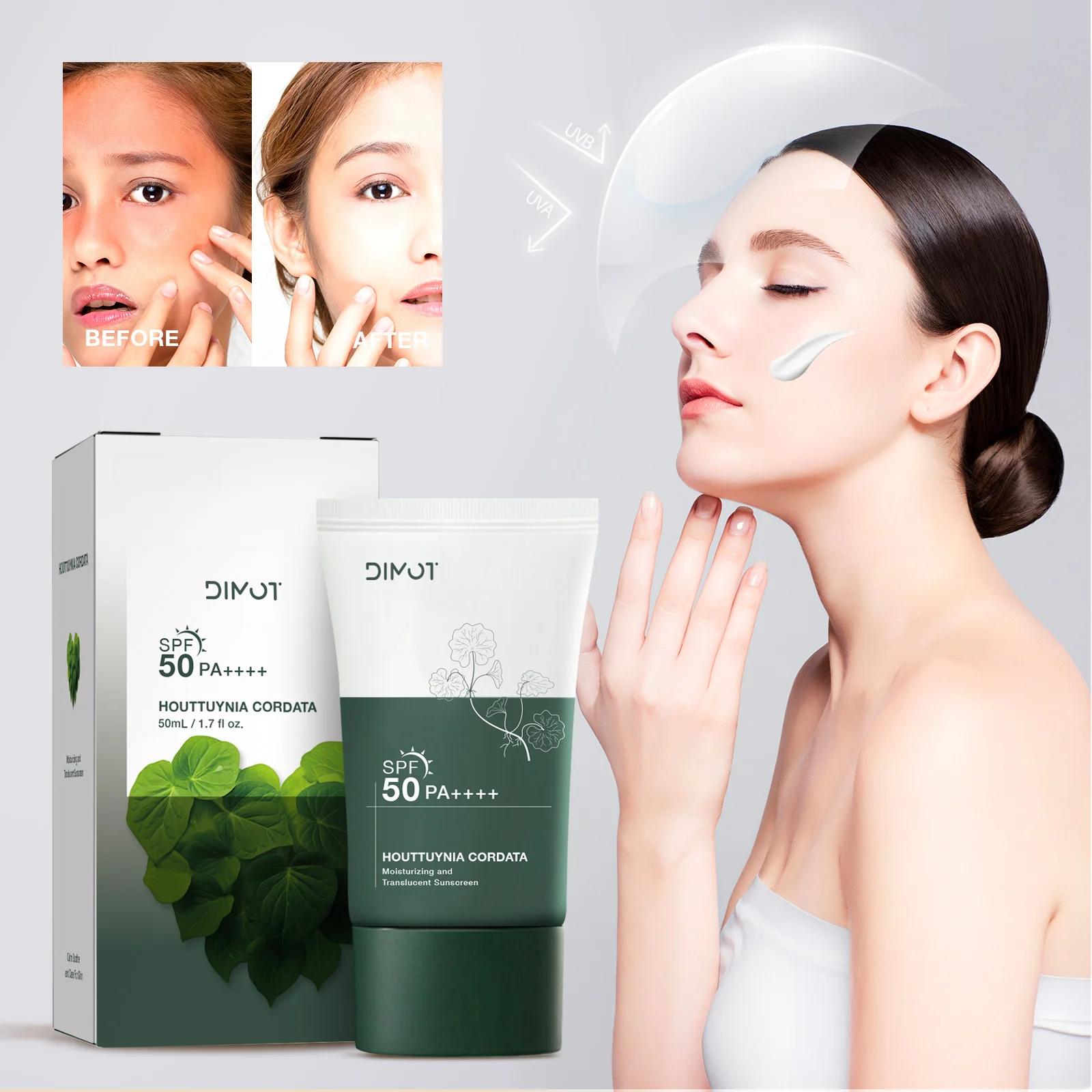 Sunscreen SPF50 UV Blocking Anti-Melting Soft Moisturize Isolation ...