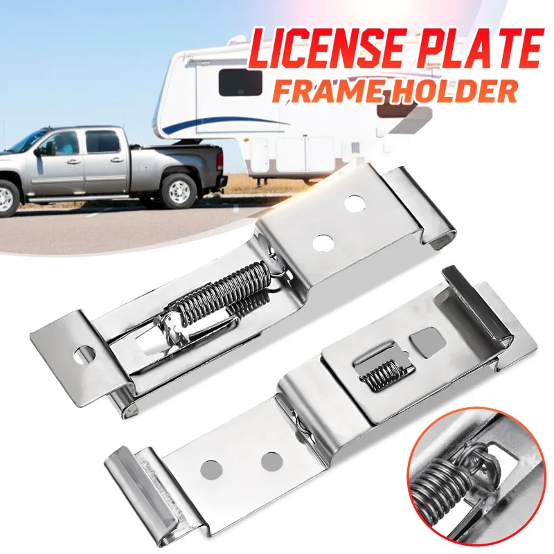 2pcs Car Stainless Steel License Plate Holder Car Frame Clip License ...