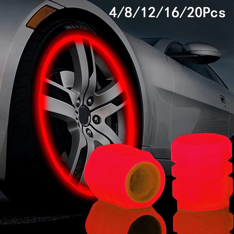 Universal Luminous Tire Valve Caps Red Night Glowing Car Moto Glowing ...