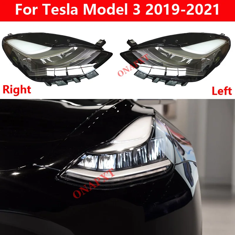 For-Tesla-Model-3-2019-2021-Car-Front-LED-Headlight-Assembly-Daytime ...