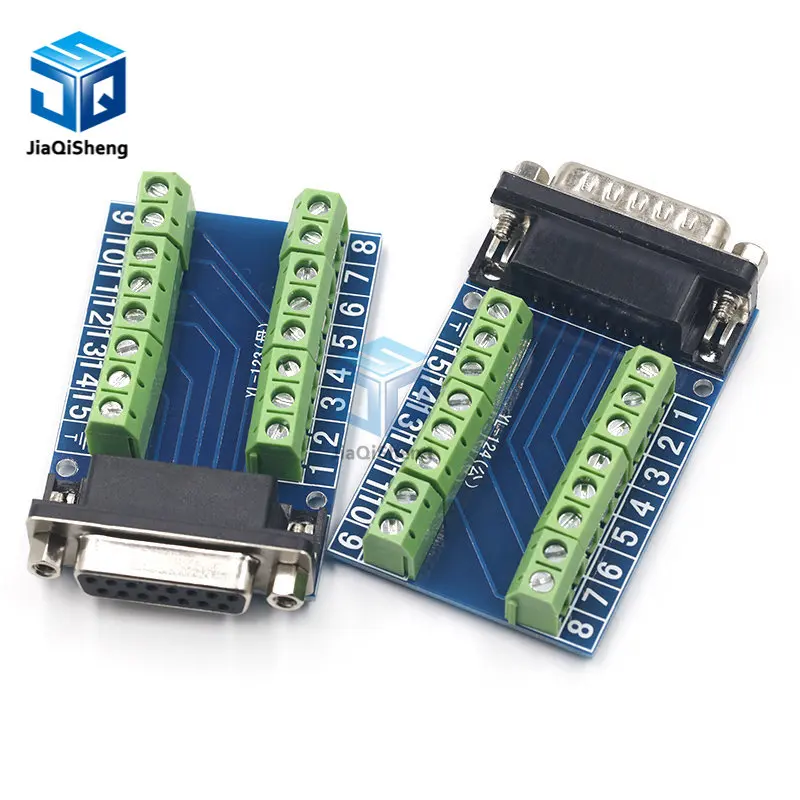 Adaptador macho hembra DB15 DP15 D SUB, conector VGA de 15 Pines, Terminal de clavija, placa PCB ...