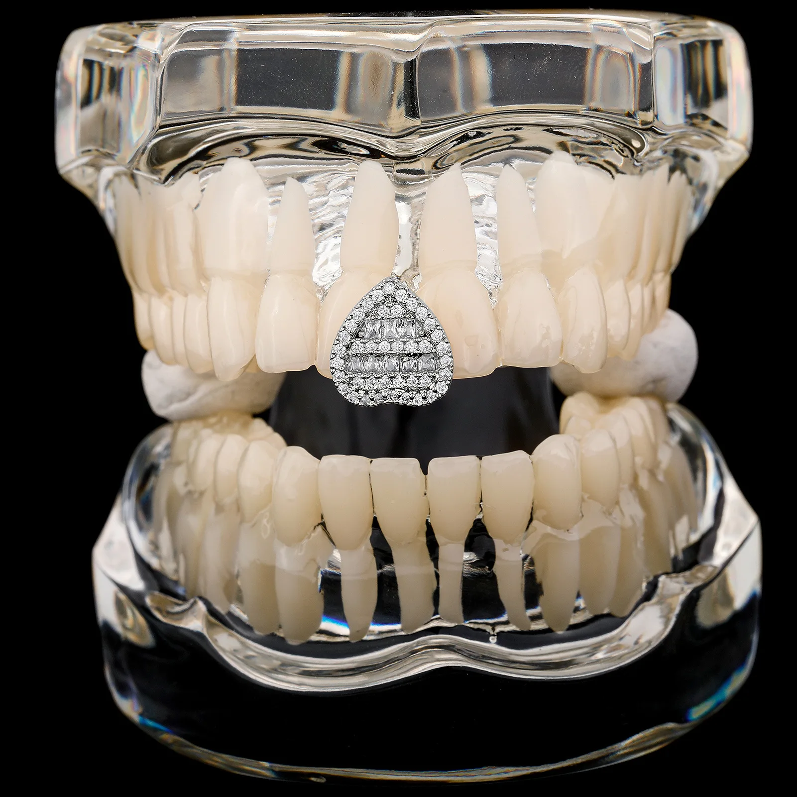 RACHELZ-Hip-Hop-Cross-Heart-Dollar-Single-Teeth-Grillz-Cubic-Zircon ...