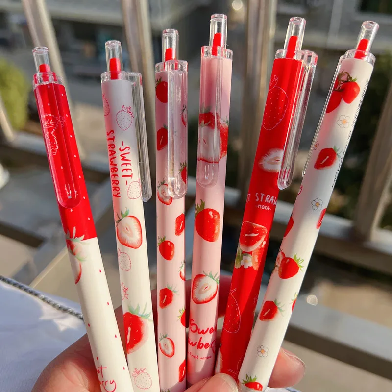 6pcs-lot-Cute-Pens-Strawberry-Press-Gel-Pen-set-0-5mm-Black-Ink ...