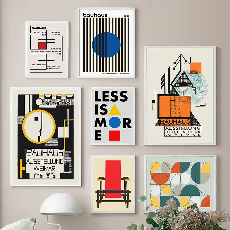 Mid Century Bauhaus Abstract Poster Geometric Wall Art Canvas Prints ...