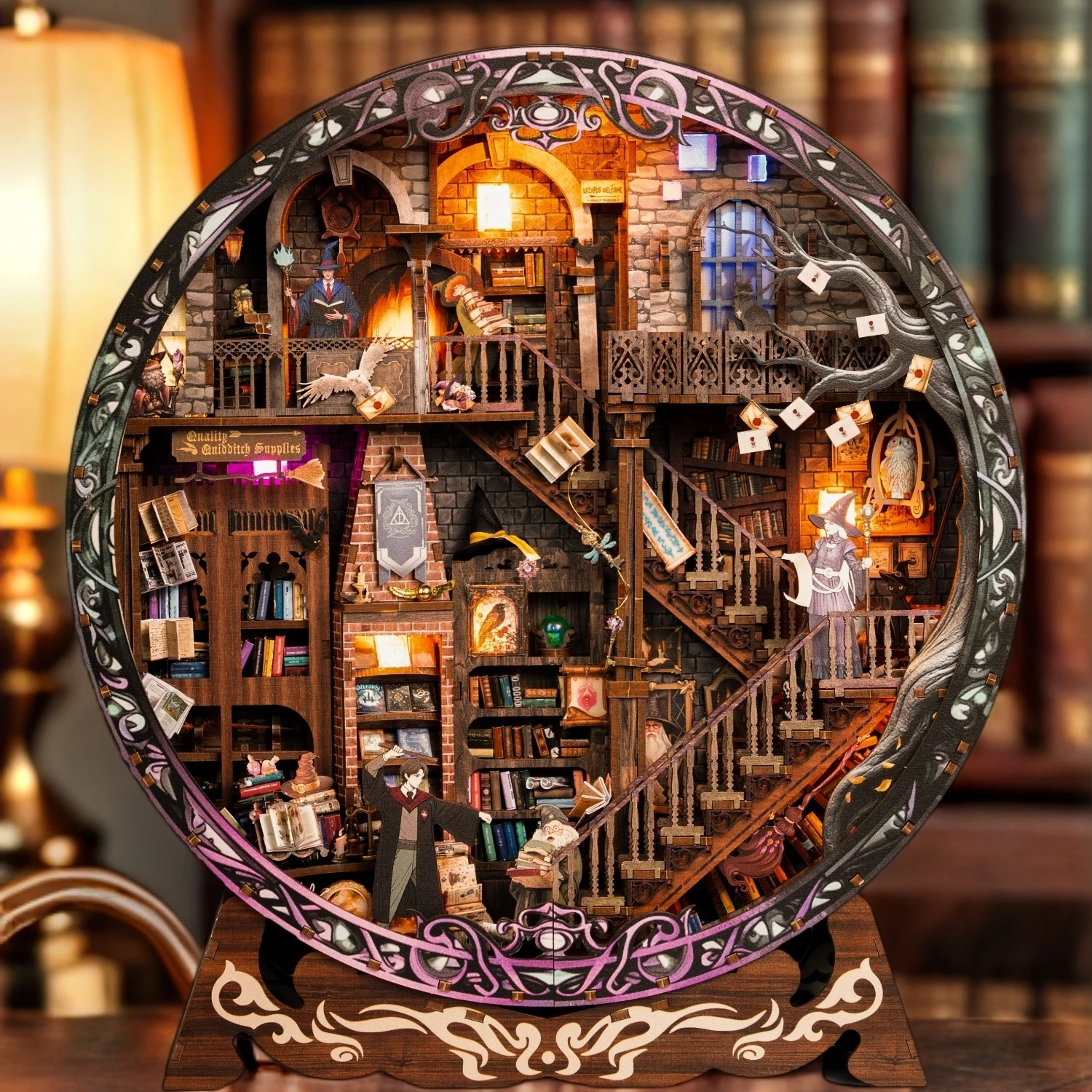DIY Wooden Magic Library Casa Miniature Model Kits With LED Lights ...