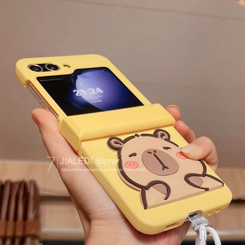 Bracelet Strap Cartoon Hinge Phone case For Samsung Galaxy Z Flip 6 5 4 ...