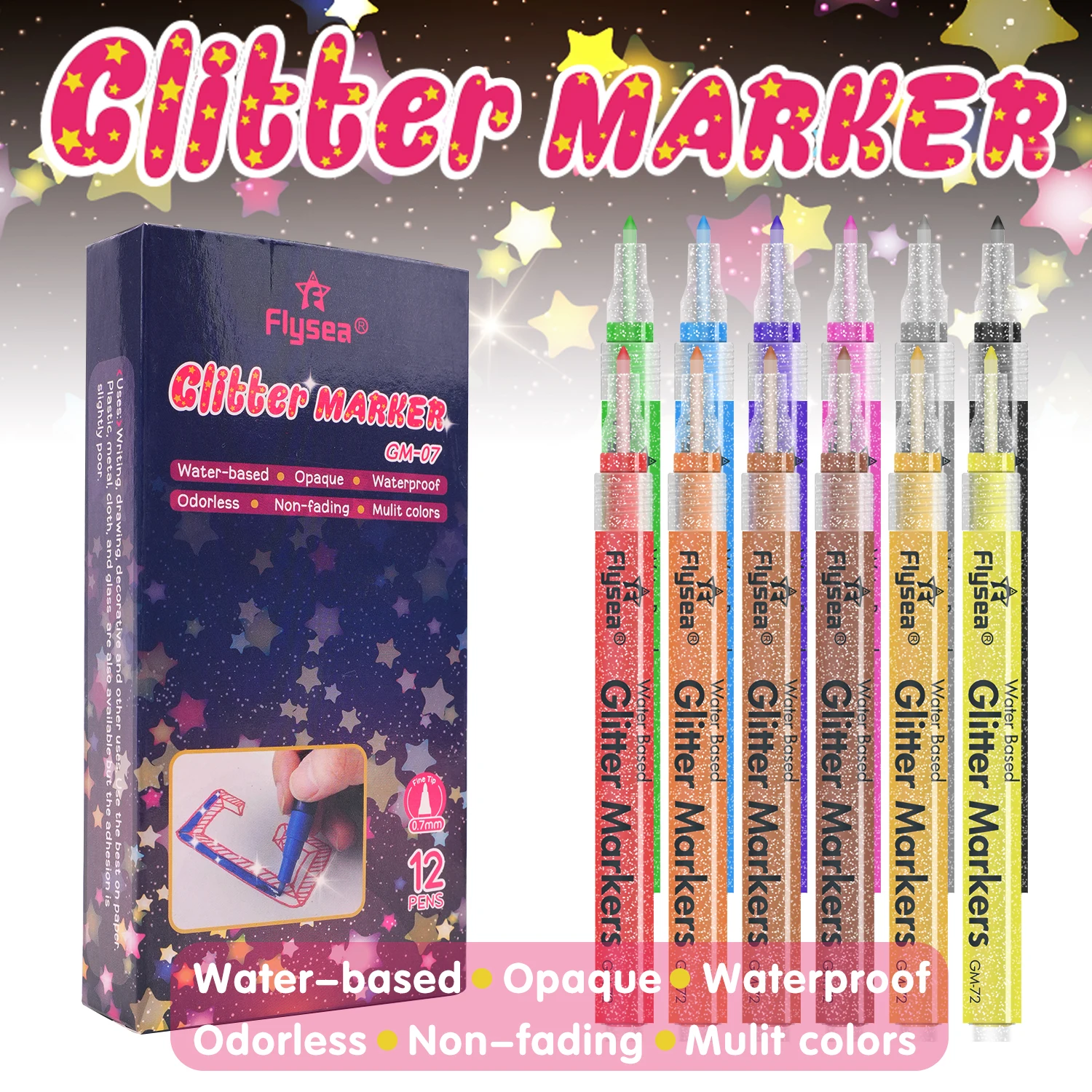 12 PCS Glitter Gel Pen Set with 12 color ink refill suitable for ...