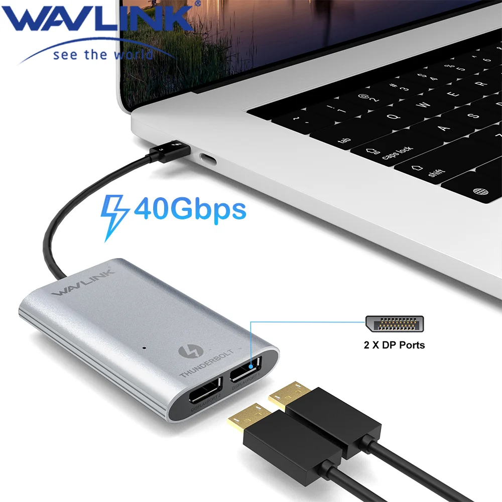 Thunderbolt 3 USB-C Dual 4K DisplayPort Adapter USB C HUB Type-C ...