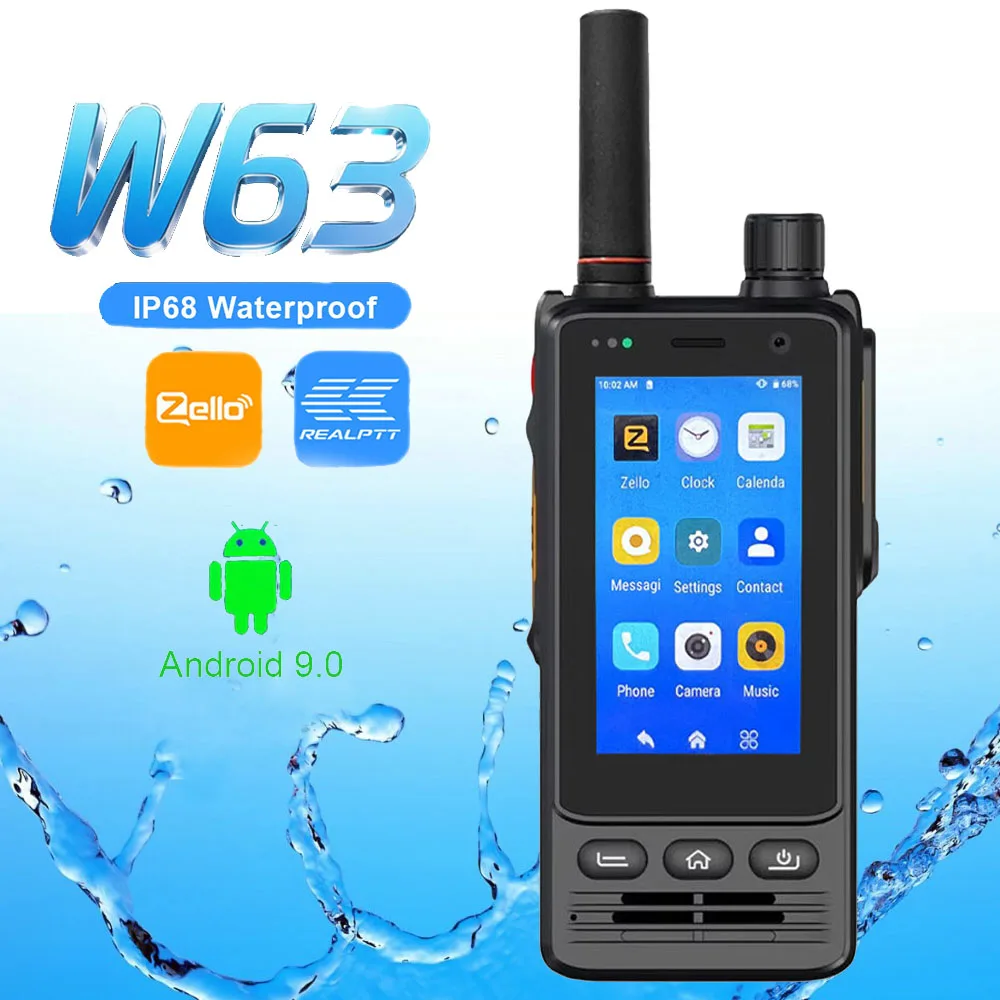 ANYSECU W63 IP68 Waterproof 4G Network Radio Android 9.0 NFC GPS POC ...