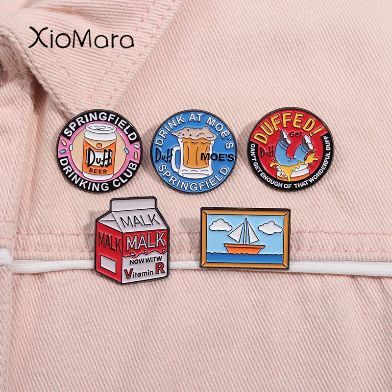 Drink-At-Moe-s-Spring-Field-Enamel-Pins-Creative-Duff-Beer-Drinking ...
